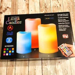 Other | New Color Changing Luma Candles Vanilla Scented With Remote ...